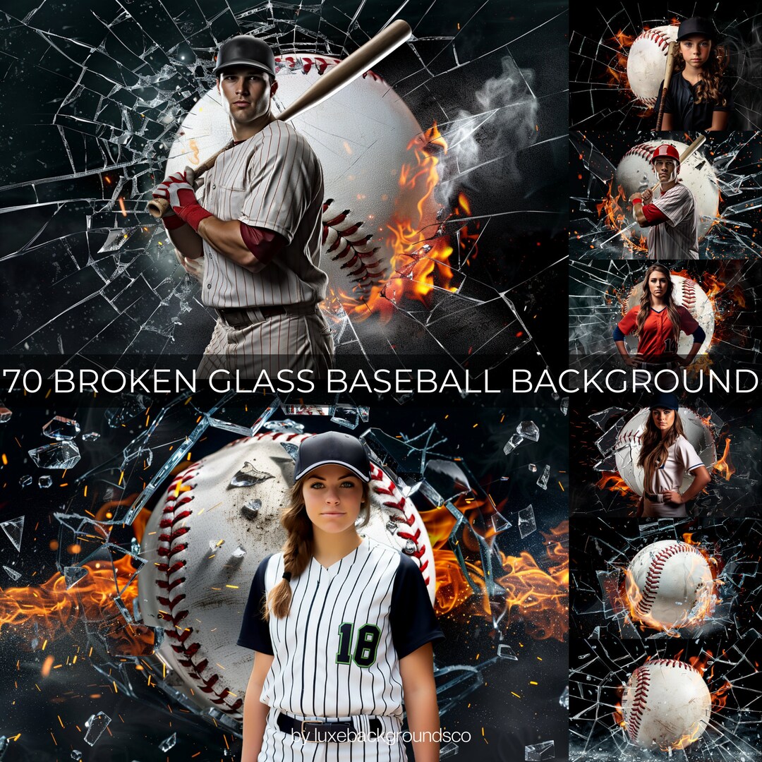 70 Broken Glass Baseball Background, Baseball Backdrop, Sport Poster ...