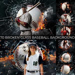 70 Broken Glass Baseball Background, Baseball Backdrop, Sport Poster ...