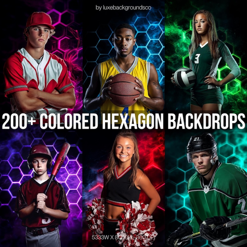 Colorful Hexagon Backgrounds: Sports Poster & Banner Templates (PNG ...
