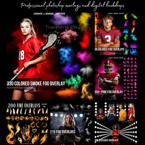 100 Speed Motion Overlays for Photoshop, Sports Light Effects, Digital ...