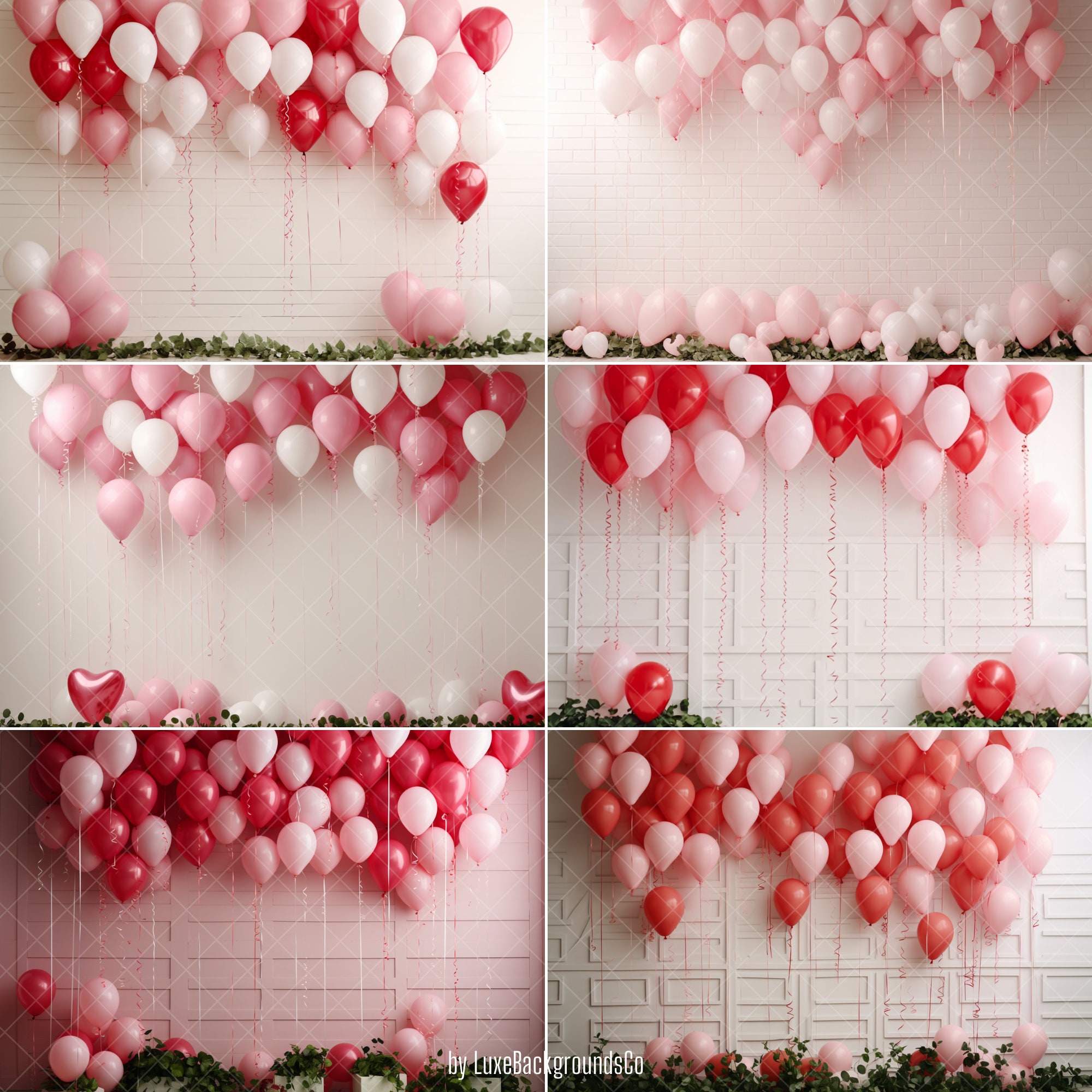 107 BUNDLE Valentines Day Balloon Backdrops, Love Studio Digital ...