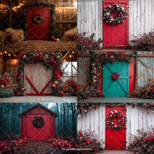 120 Christmas Barn Door Photography Backdrops,holiday Backdrops, Christmas Card,banner,poster ...