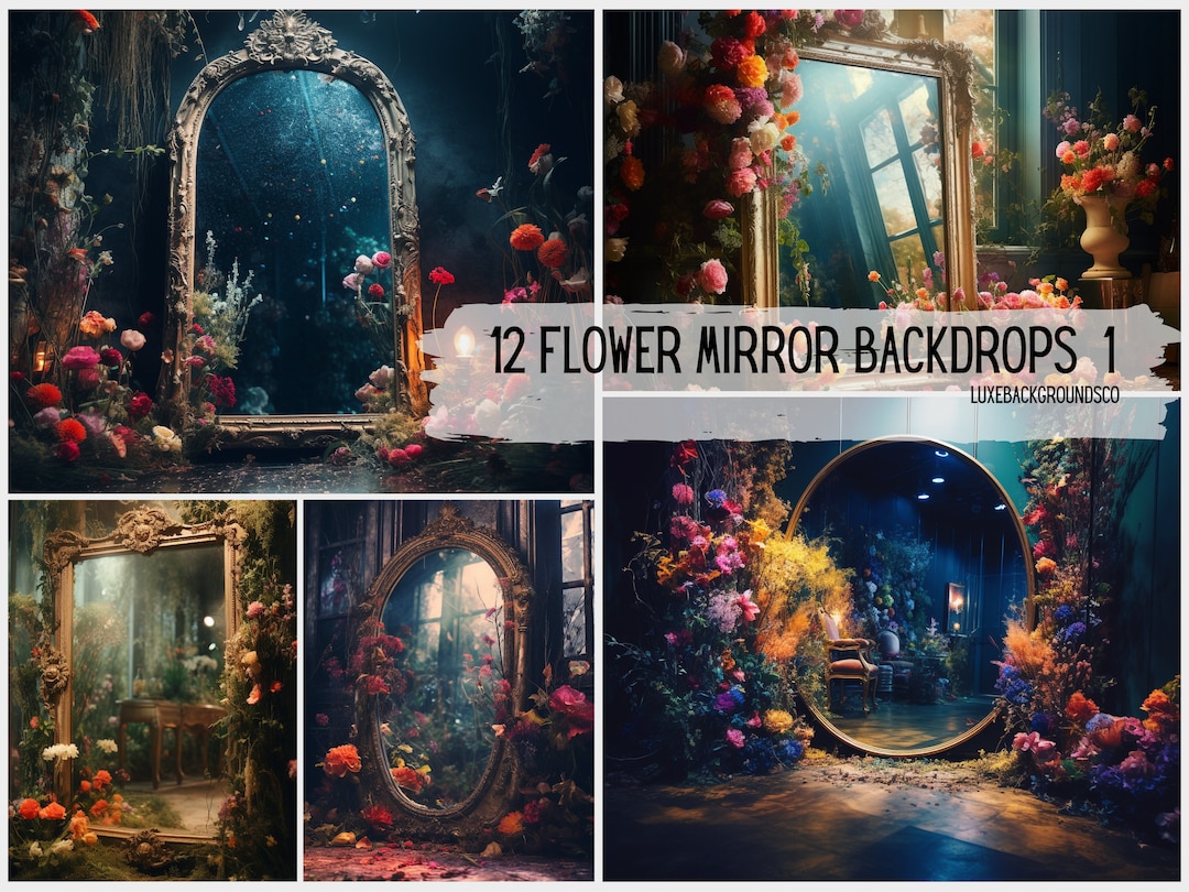 12 Flower Mirror Digital Backdrops | Mirror Digital Backdrops for ...