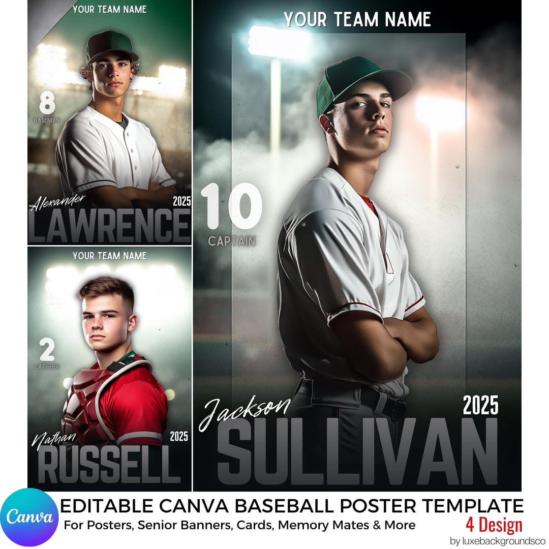 Custom Baseball Canva Template,senior Night Poster,baseball Card Design ...