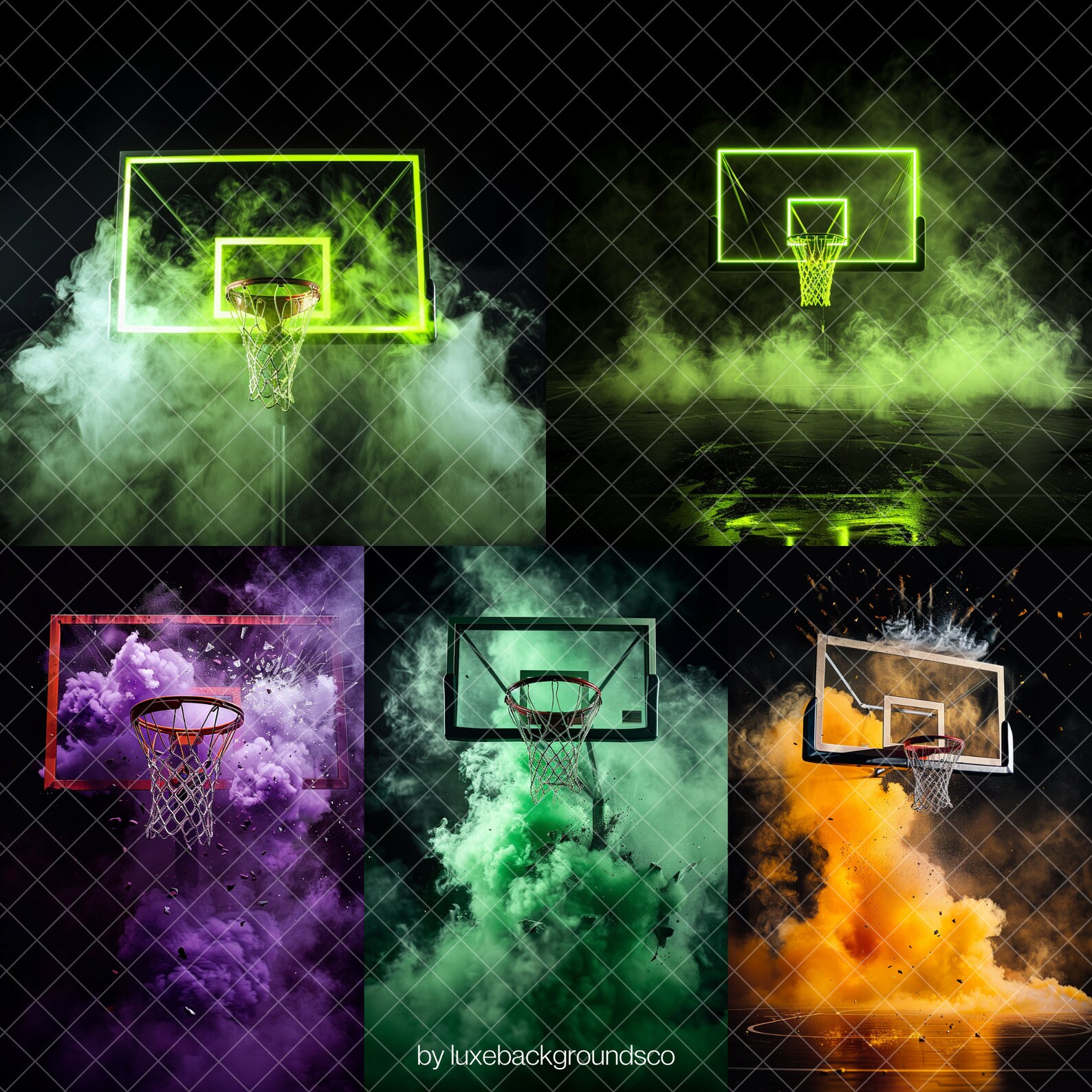 84 BUNDLE Neon Light Basketball Backdrop and Sand Dust Explosion ...