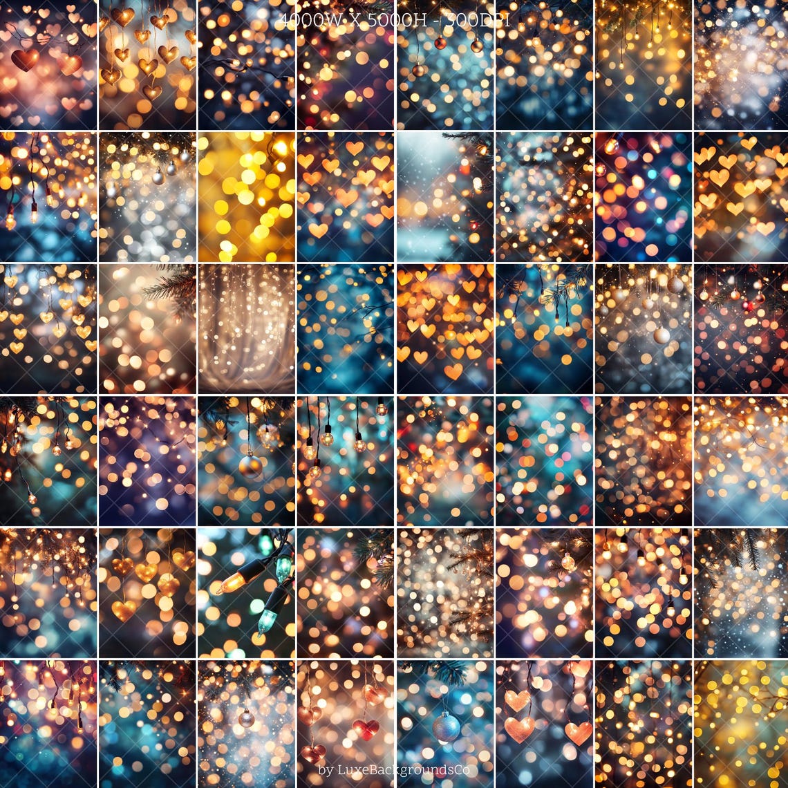 100 Christmas Bokeh Digital Backgrounds - Portrait Photography ...