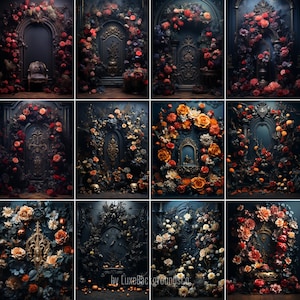 35 Gothic Floral Backdrops, Gothic Scene Digital Backdrop, Halloween ...