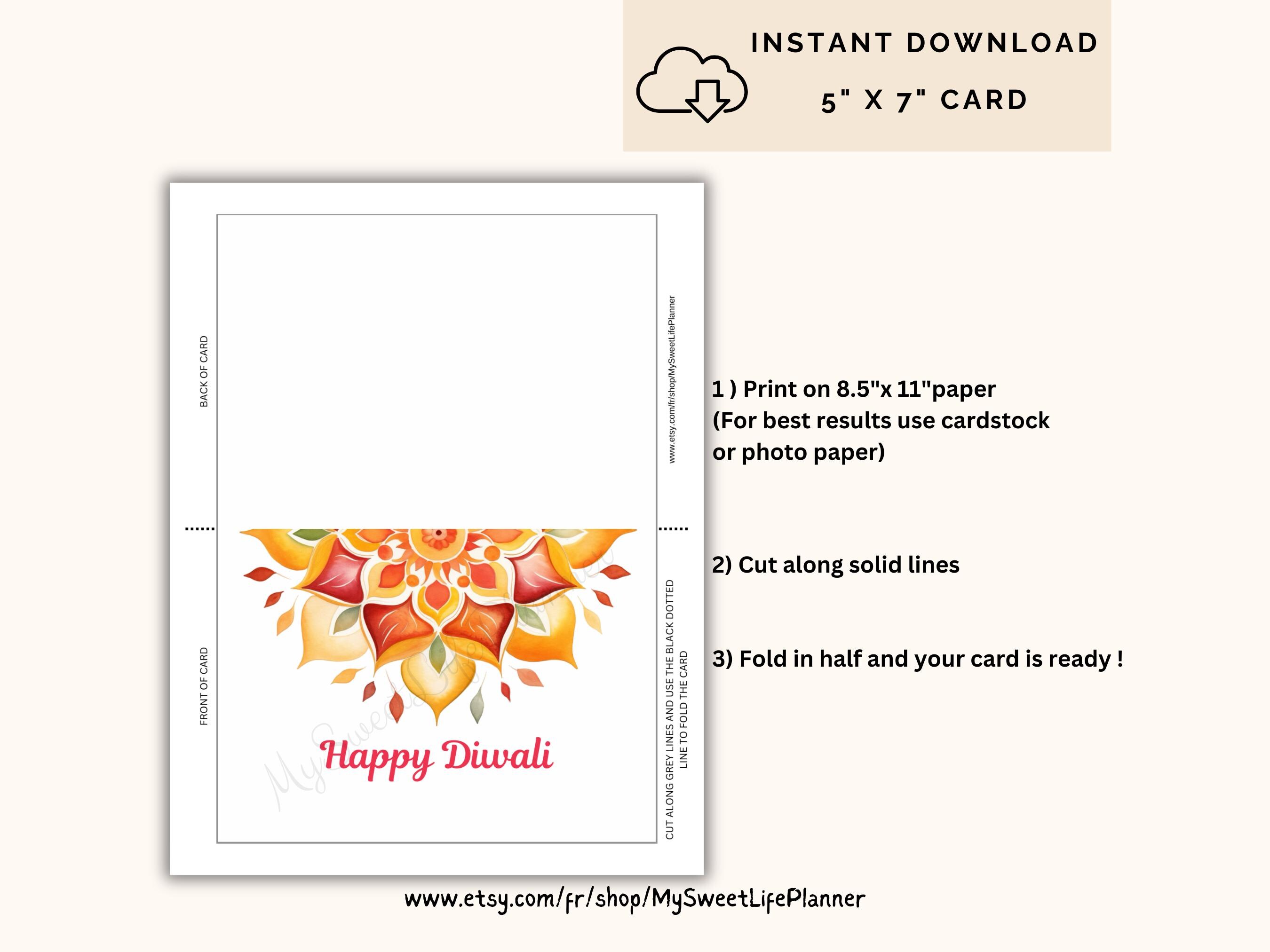 Digital Printable Card, Deepavali Card, Festival of Lights, Diwali Gift ...