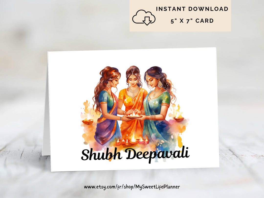 Shubh Deepavali Printable Card, Diwali Gift Idea, Diwali Card, Festival ...