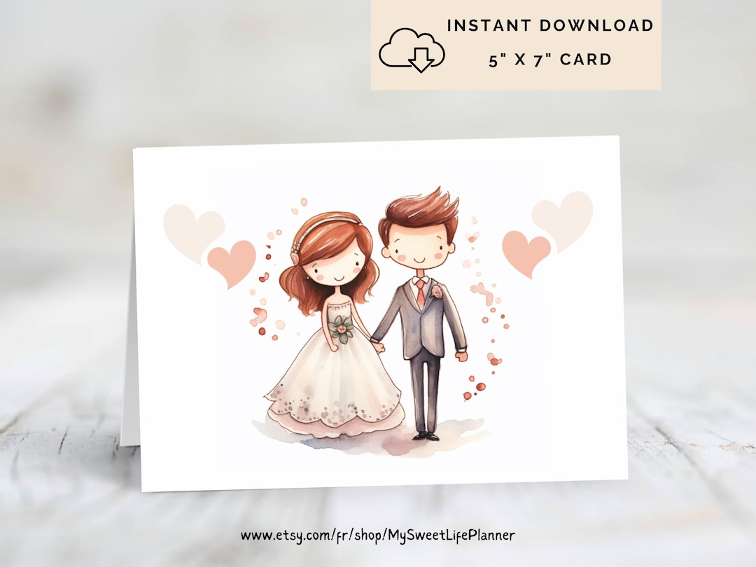 Wedding Congratulations Card Template, PDF Printable Designdigital ...