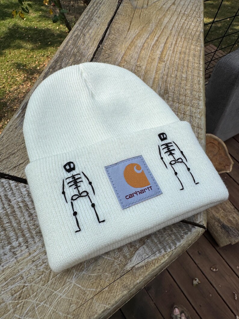 Skeleton Embroidered Infant/toddler Beanie // Hand Embroidered ...