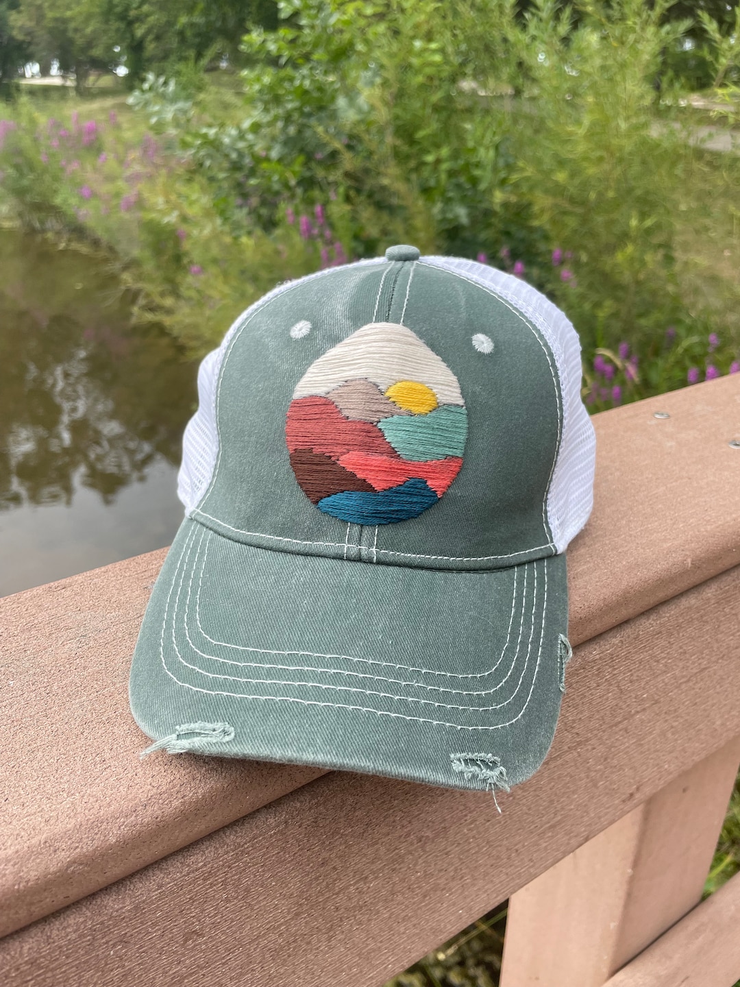 Embroidered Landscape Hat - Etsy