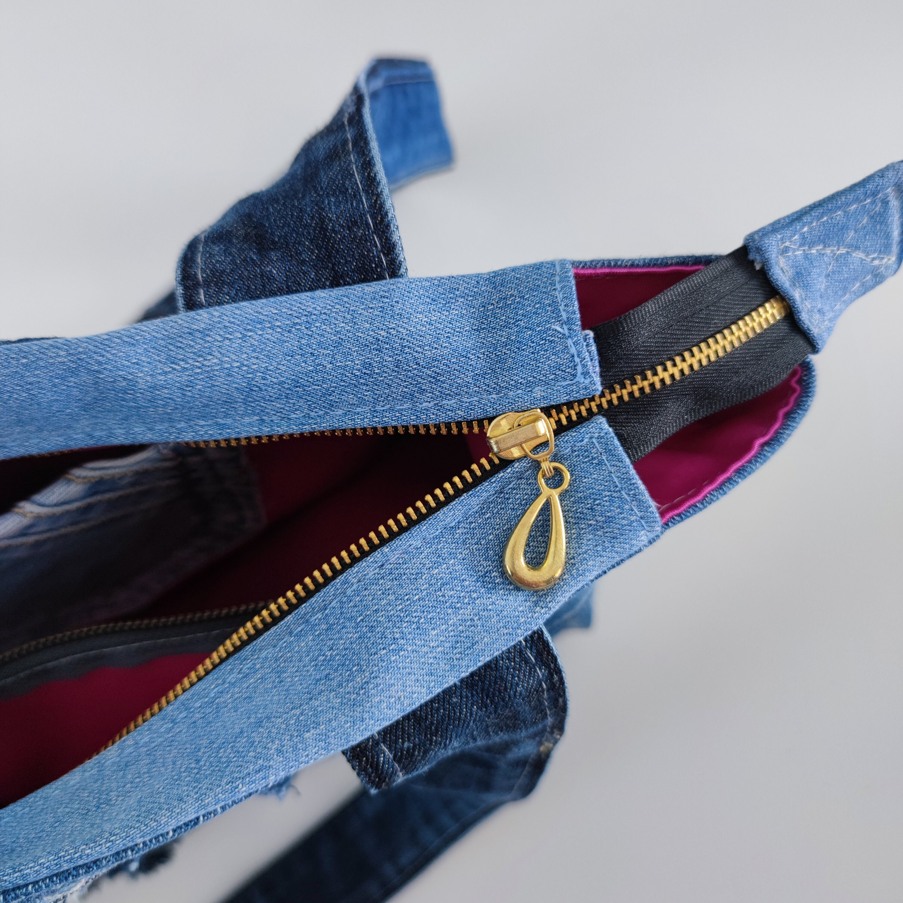 Small Denim Tote Bag Denim Blue Patchwork Bag Denim Shoulder Bag Denim ...