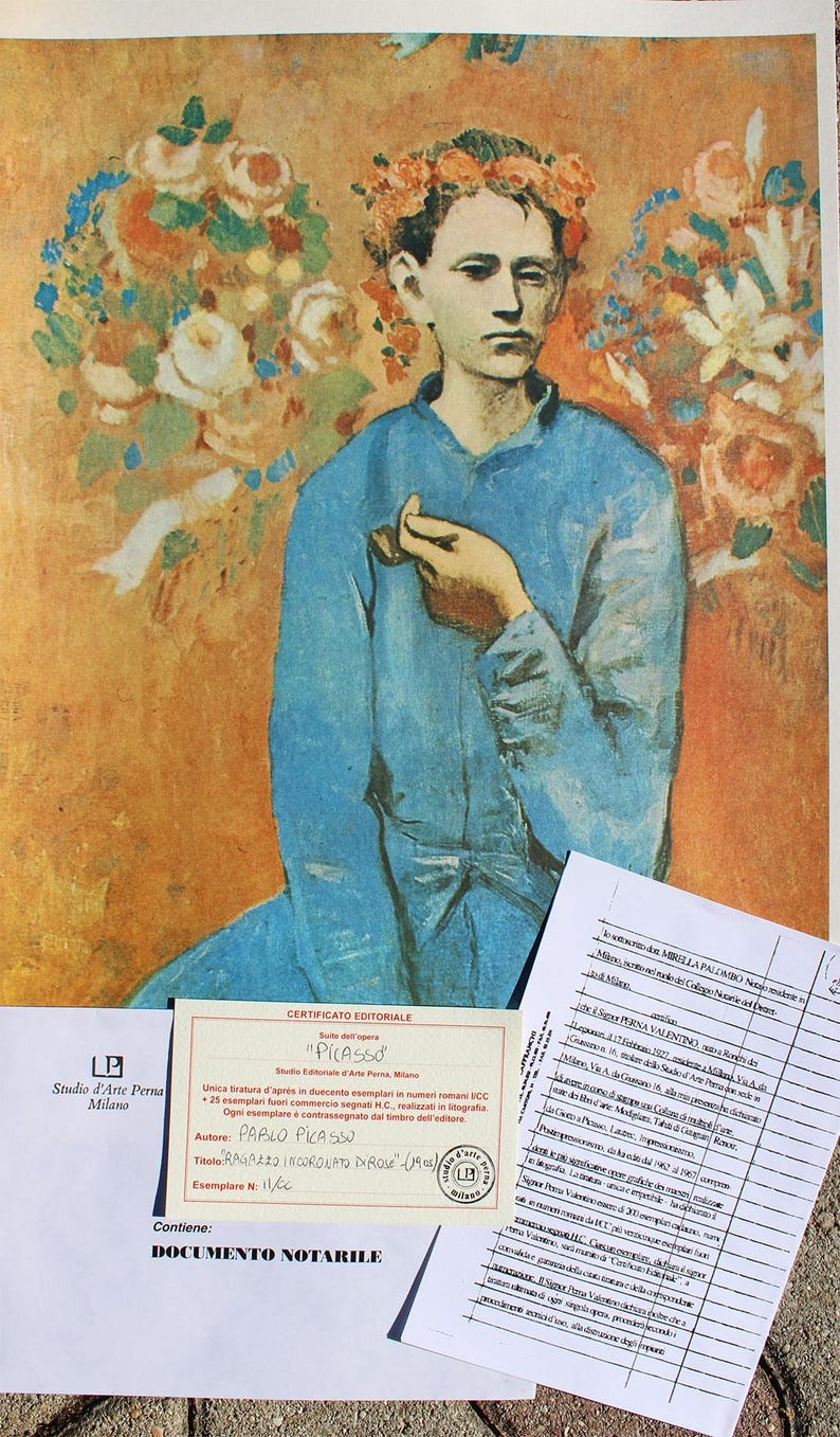 Pablo Picasso "boy Crowned With Roses" | Lithograph After | the ONLY ...
