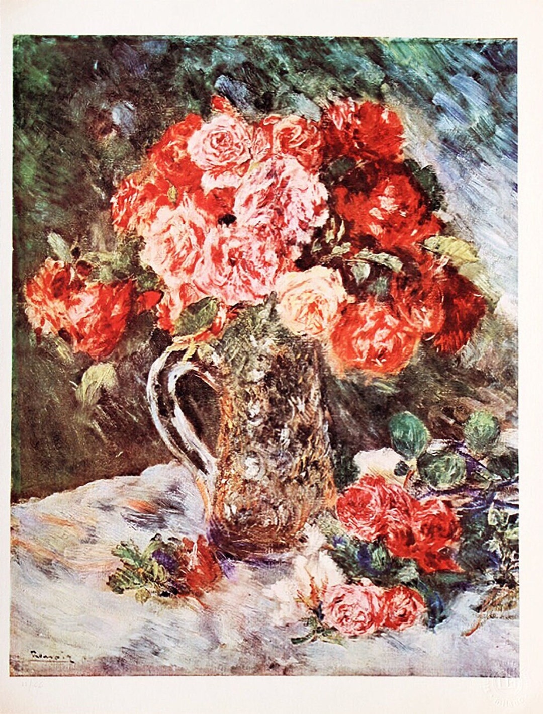 Pierre-auguste Renoir rose Lithograph After Vintage Print From the 60s ...