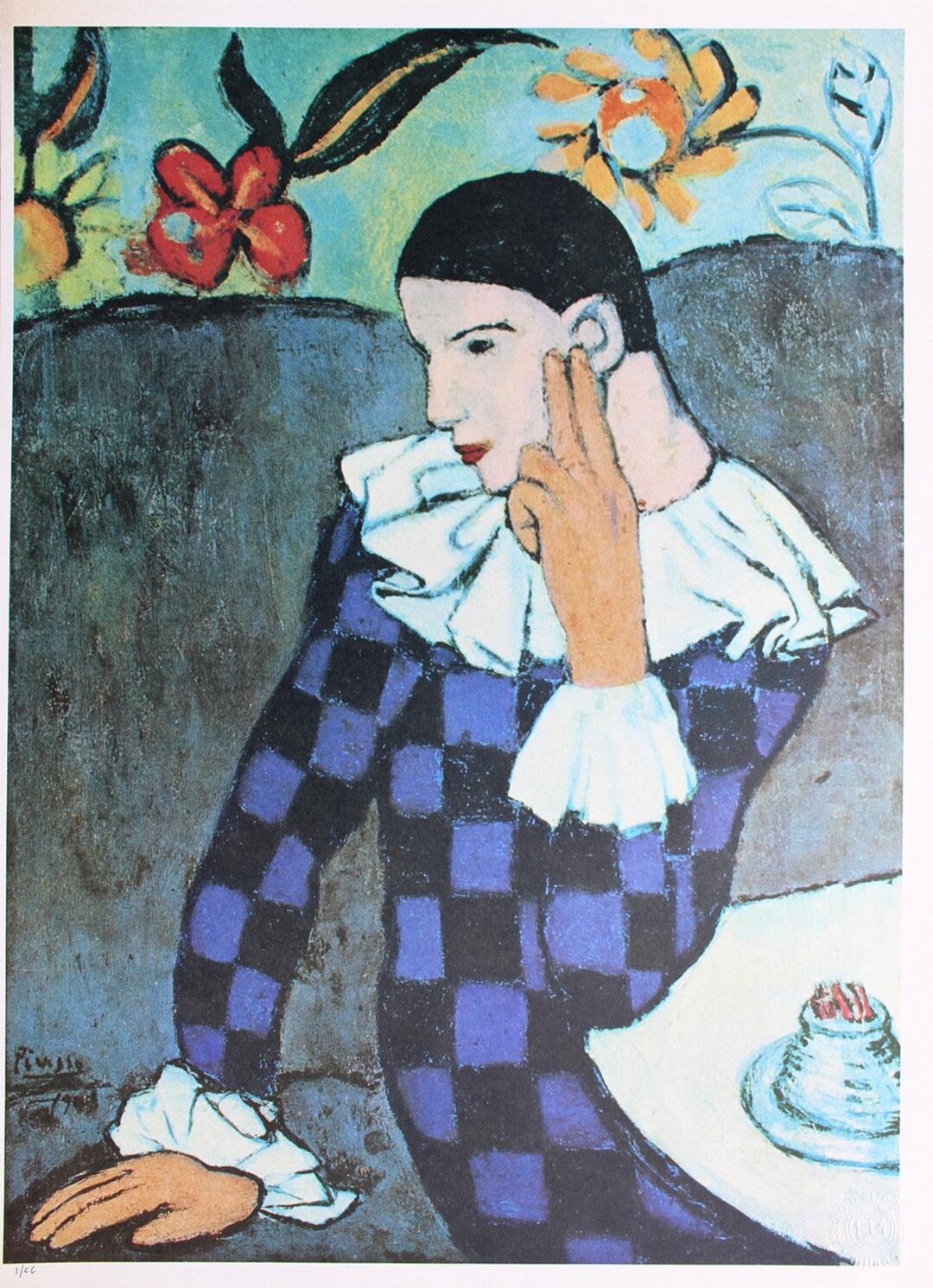 Pablo Picasso harlequin Pensive After Lithograph Vintage Print the ONLY ...