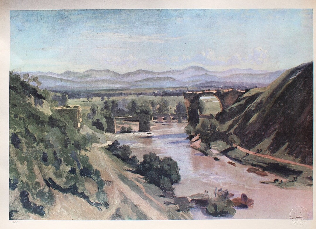 Camille Corot the Bridge of Narni Lithograph After Vintage Print the ...