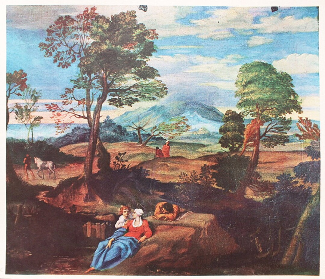 Annibale Carracci landscape With Rest in Egypt Lithograph After the ...