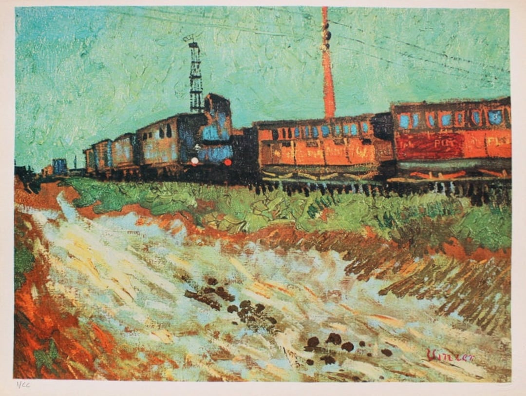 Vincent Van Gogh "the Train" | Lithograph After | Vintage Print From ...