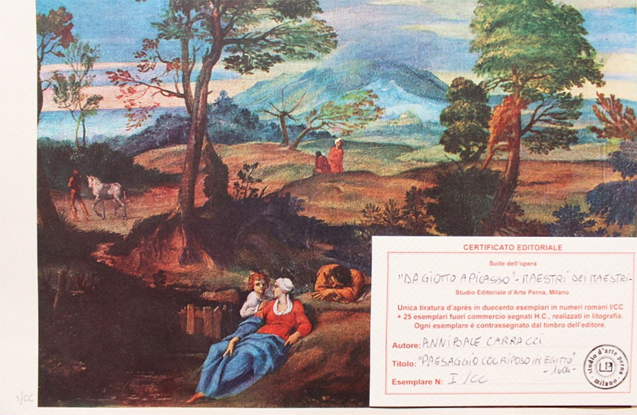 Annibale Carracci "Landscape with rest in Egypt" | Lithograph after ...