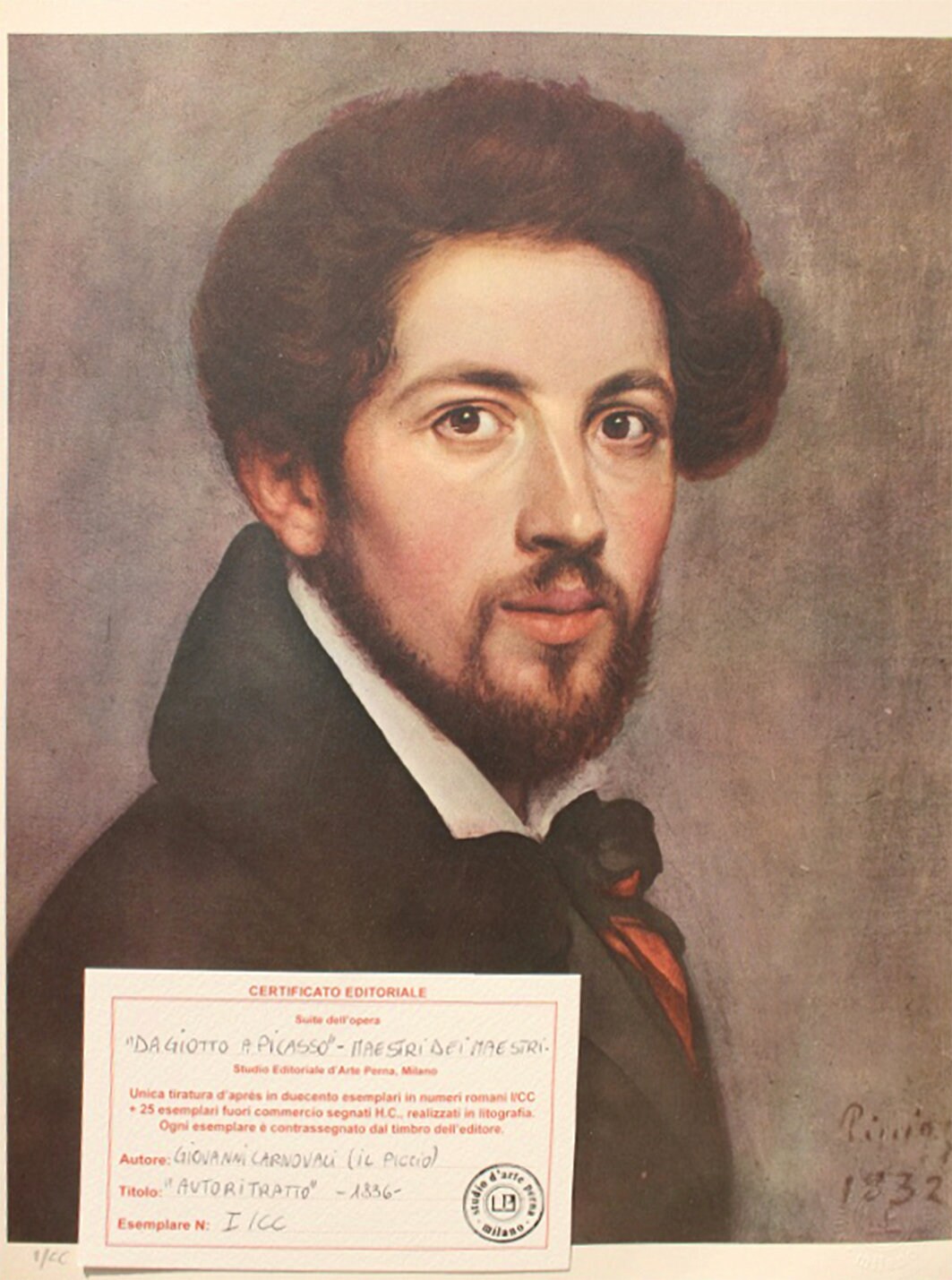 Il Piccio "Self-Portrait" | Lithograph after | vintage 60s print | The ...