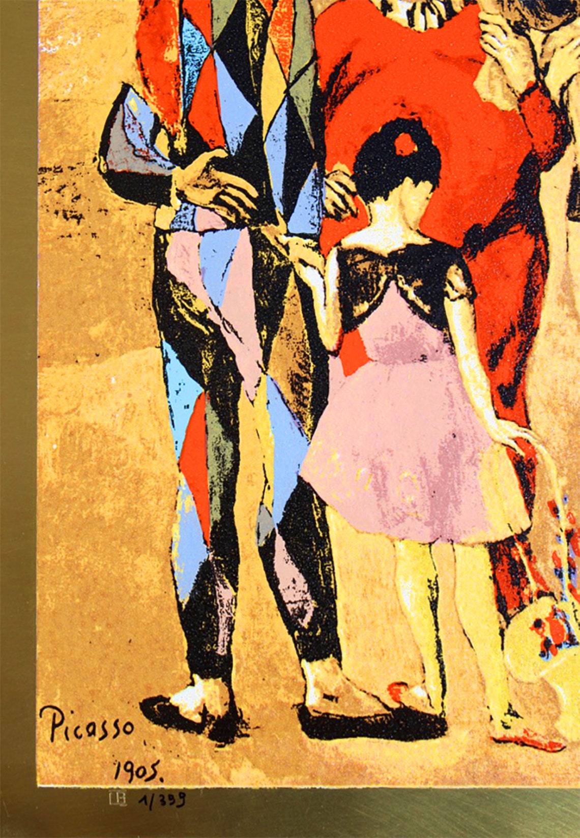 Pablo Picasso family of Acrobats Après Screenprint on 22 Kt Gold. 33x27 ...