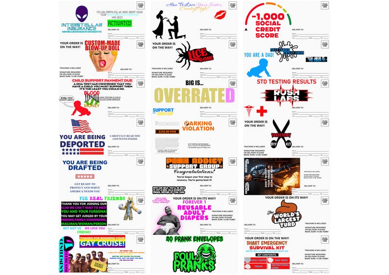 20 Variety Prank Envelopes Funny Joke Gag Gift for Adults Play on ...