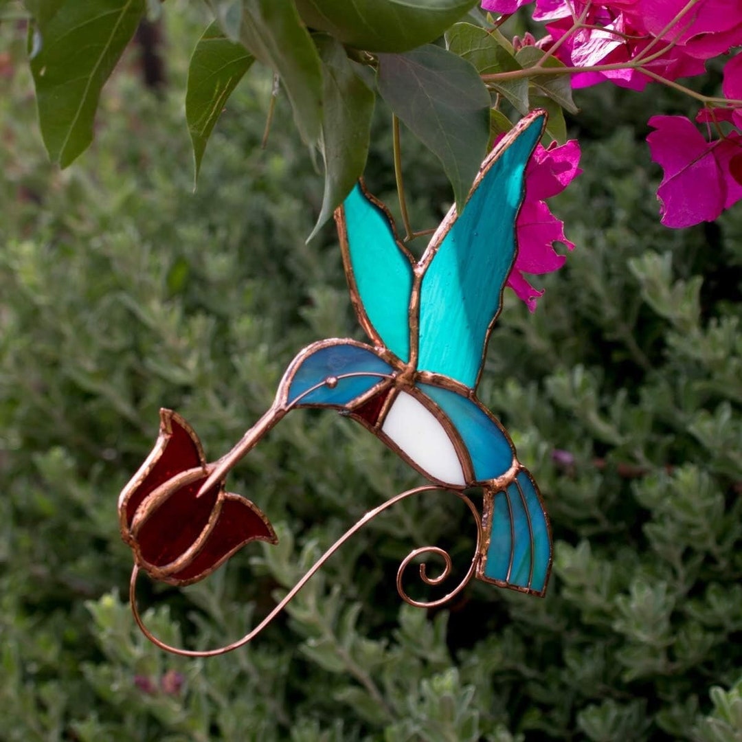 Stained Glass Hummingbirds Window Hanging Suncatcher, Stained Glass ...