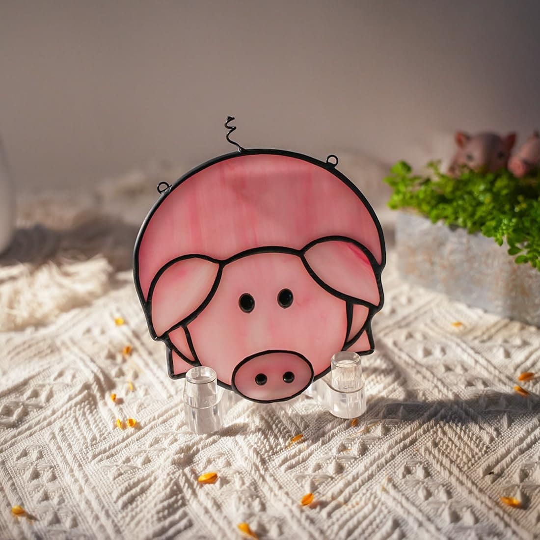 Stained Glass Angel Pig Window Hanging Suncatcher, Custom, Stained ...