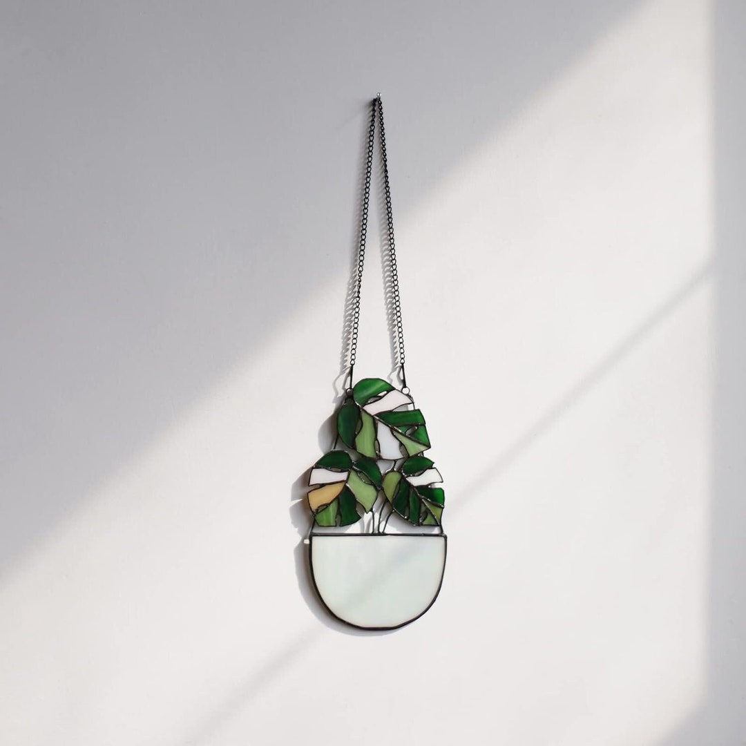 Stained Glass Monstera Window Hanging, Stained Glass Window Panel ...
