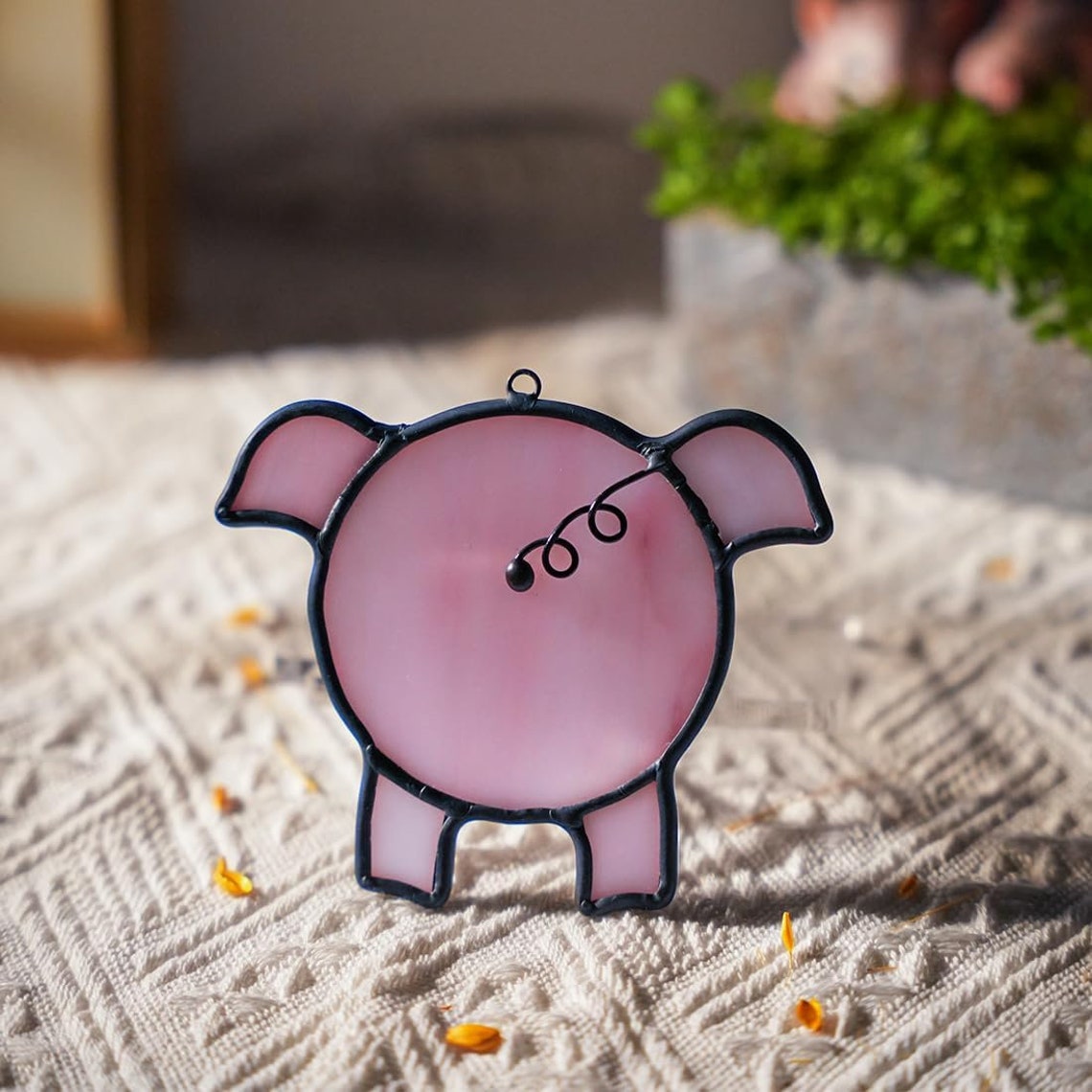 Stained Glass Angel Pig Window Hanging Suncatcher Custom - Etsy