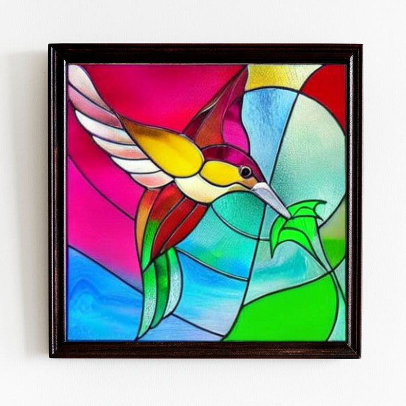 Hummingbird Stained Glass Pattern Printable / Adjustable Size Digital ...