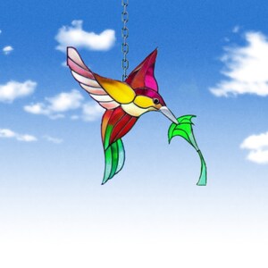 Hummingbird Stained Glass Pattern Printable / Adjustable Size Digital ...