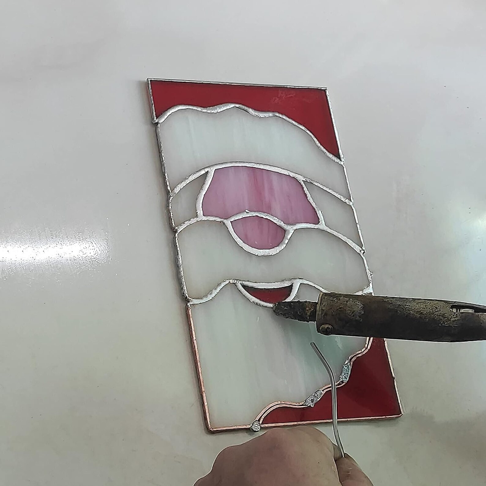 Stained Glass Santa Window Hanging Suncatcher, Custom Christmas Gift ...