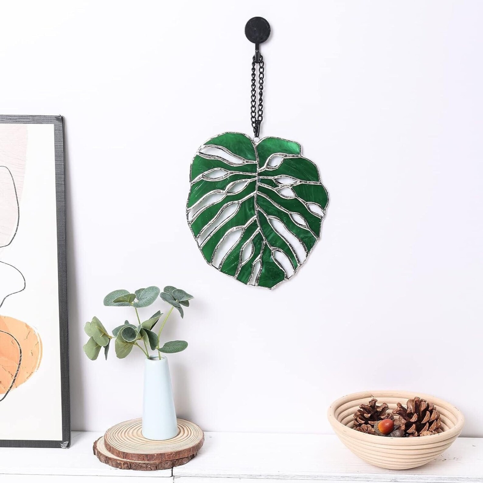 Monstera Stained Glass Suncatcher Window Hanging Monstera Leaf Glass ...