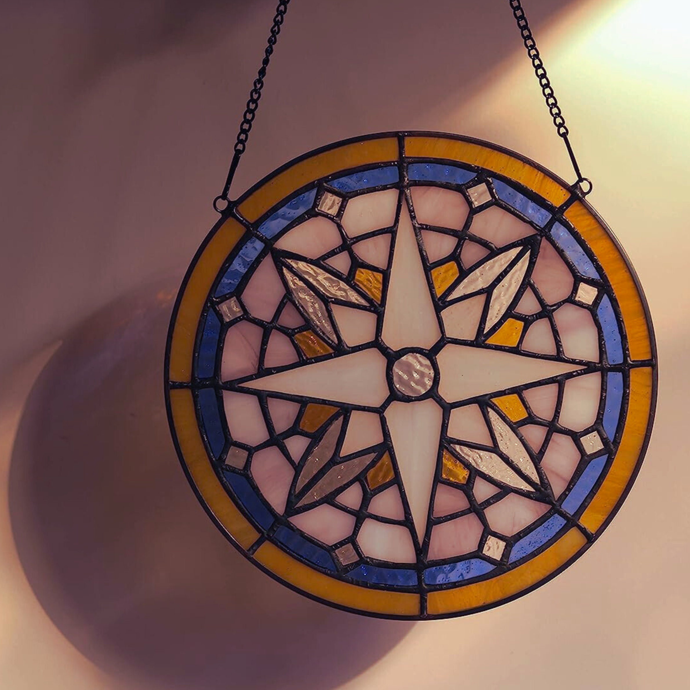 Stained Glass Sunflower Mandela Window Hanging Suncatcher - Etsy