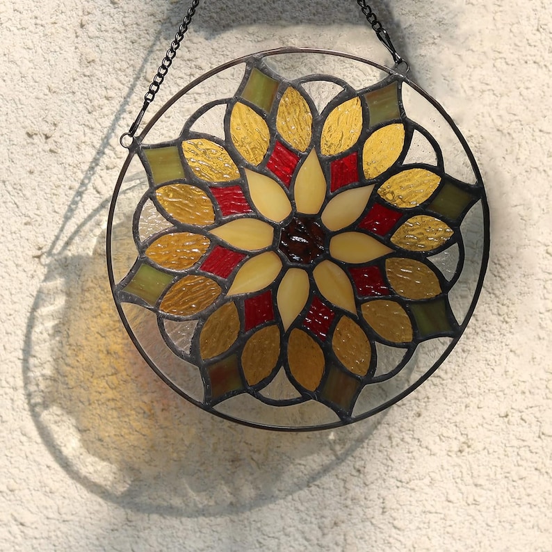Stained Glass Panel Compass Rose Pattern Window Hanging - Etsy
