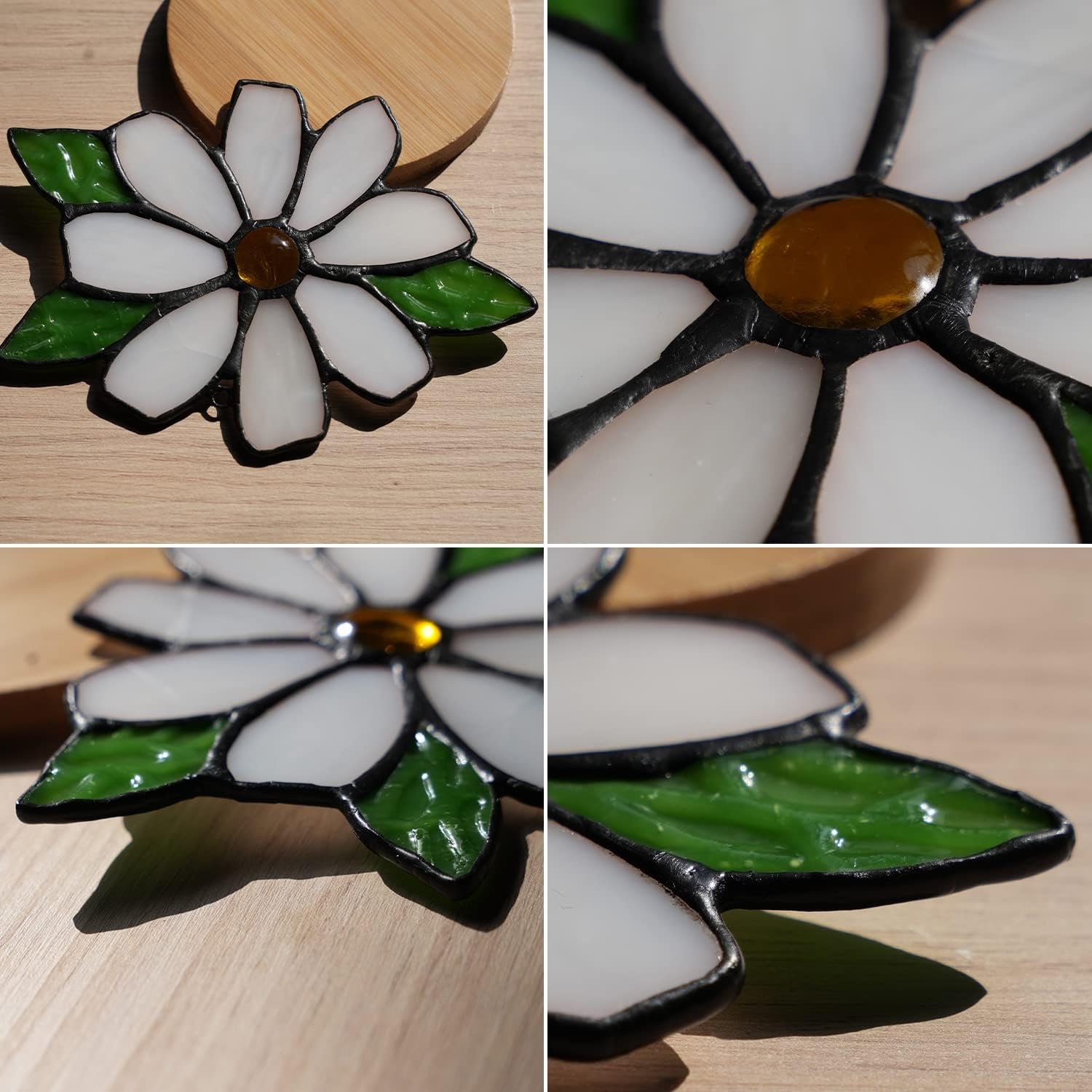 Stained Glass Daisy Flower Suncatcher Window Hanging Home Decor, Custom ...