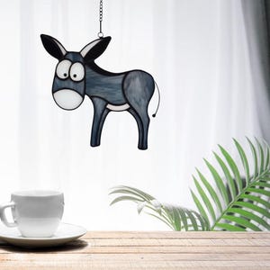 Stained Glass Donkey Window Hanging Suncatcher, Stained Glass Wall ...