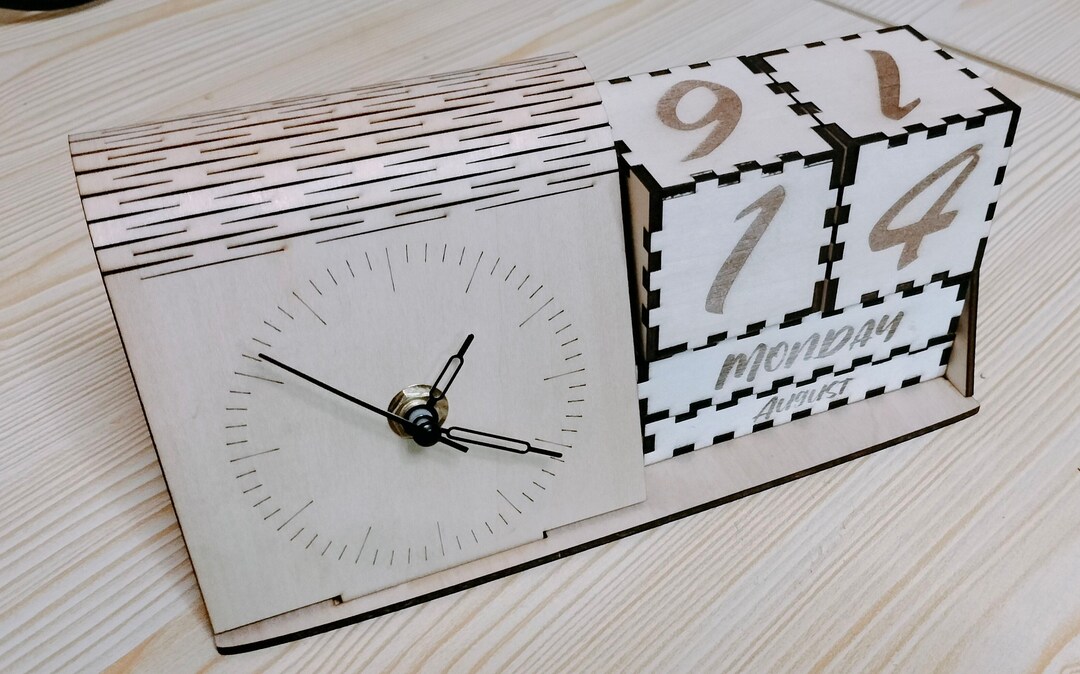 Laser Cut Desktop Clock/calendar. Now With English and French - Etsy