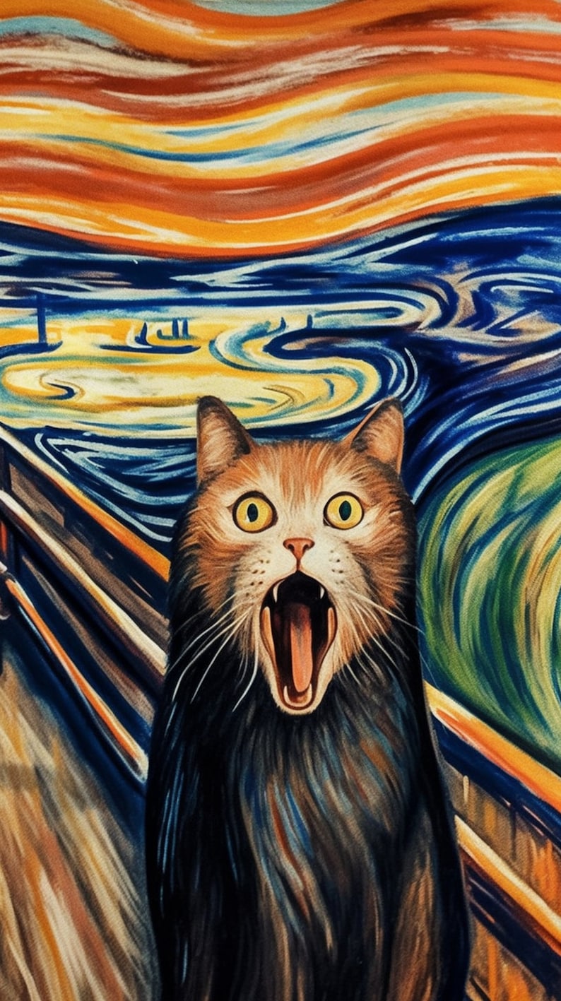 Cat Scream Edvard Munch Inspired Feline Art Print - Etsy