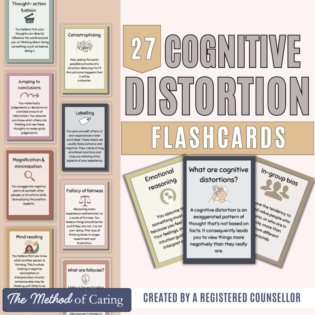Cognitive Distortion Flashcards, CBT, Therapy Tool, Coping Skills Cards ...