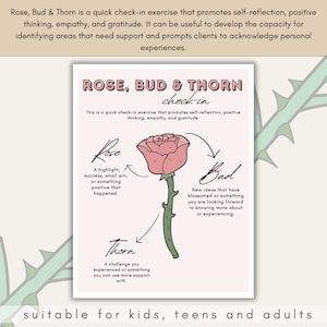 Rose, Bud and Thorn Check-in Worksheet | Printable SEL Mental Health ...