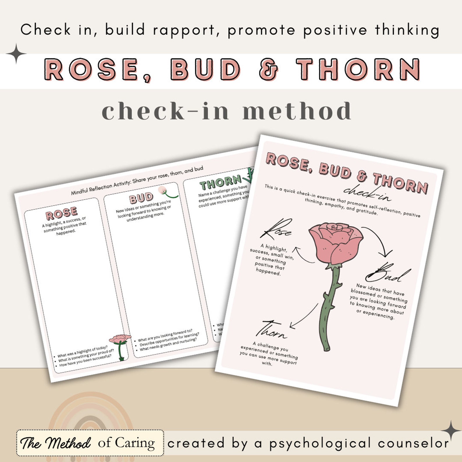 Rose, Bud and Thorn Check-in Worksheet | Printable SEL Mental Health ...