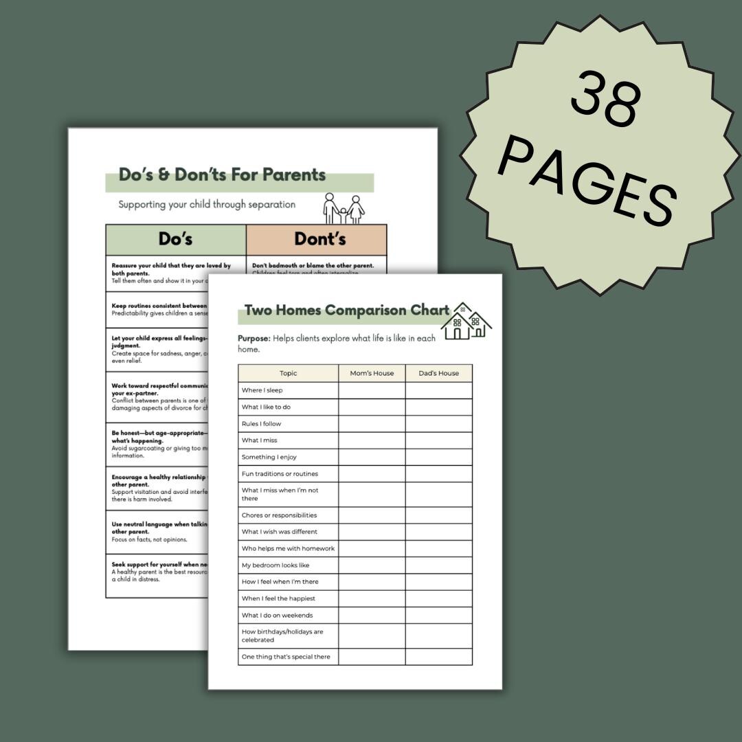 Divorce Therapy Guide for Kids & Teens | Printable Journal, Worksheets ...