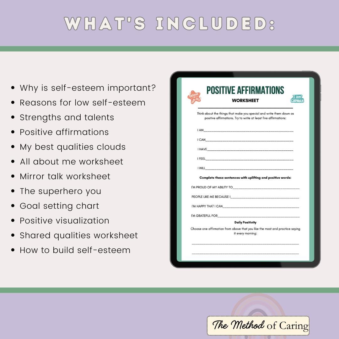 Self-esteem for Kids, Therapy Book, Workbook for Kids, Self-esteem ...
