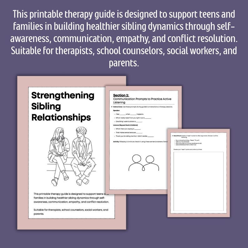 Sibling Conflict Workbook | Digital Guide for Communication, Self ...