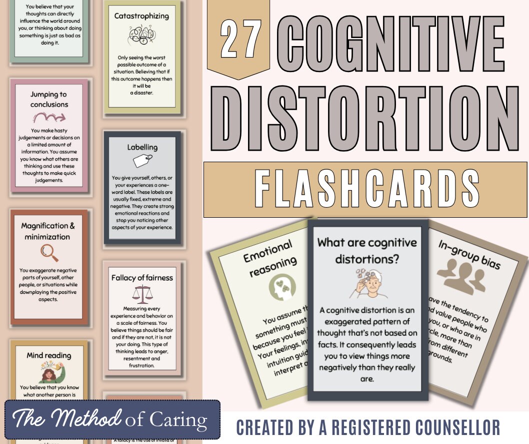 Cognitive Distortion Flashcards, CBT, Therapy Tool, Coping Skills Cards ...