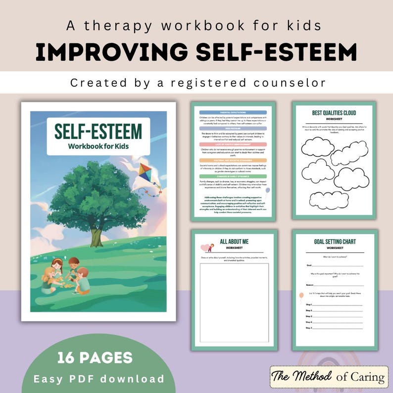 Self-esteem for Kids, Therapy Book, Workbook for Kids, Self-esteem ...