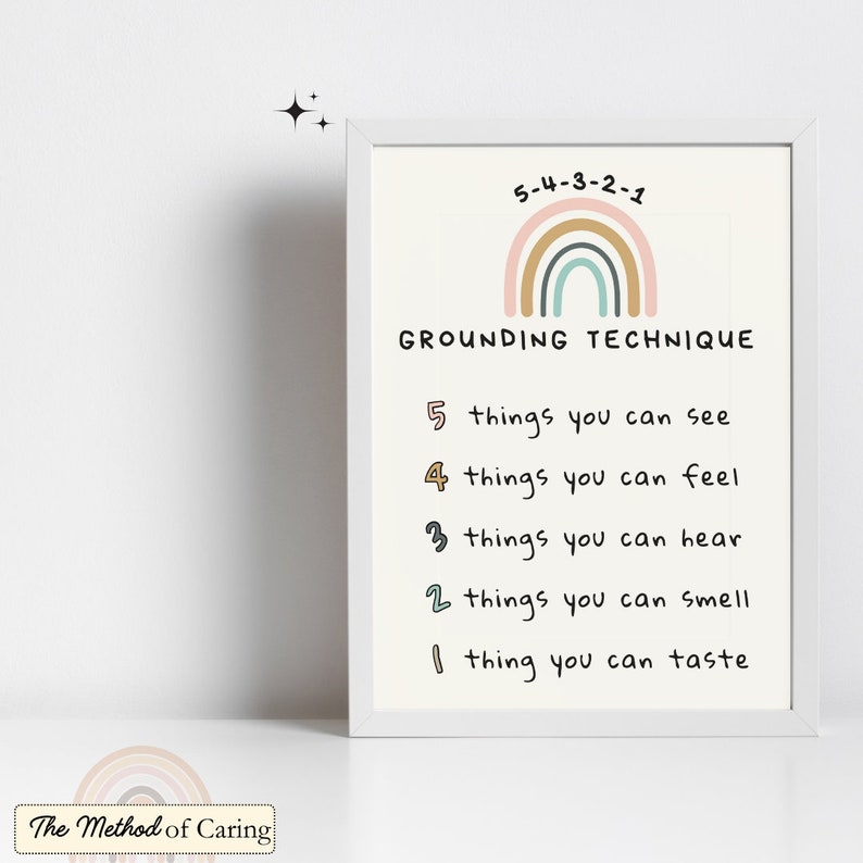 5 4 3 2 1 Grounding Technique, Digital Poster, Grounding Exercise Print ...